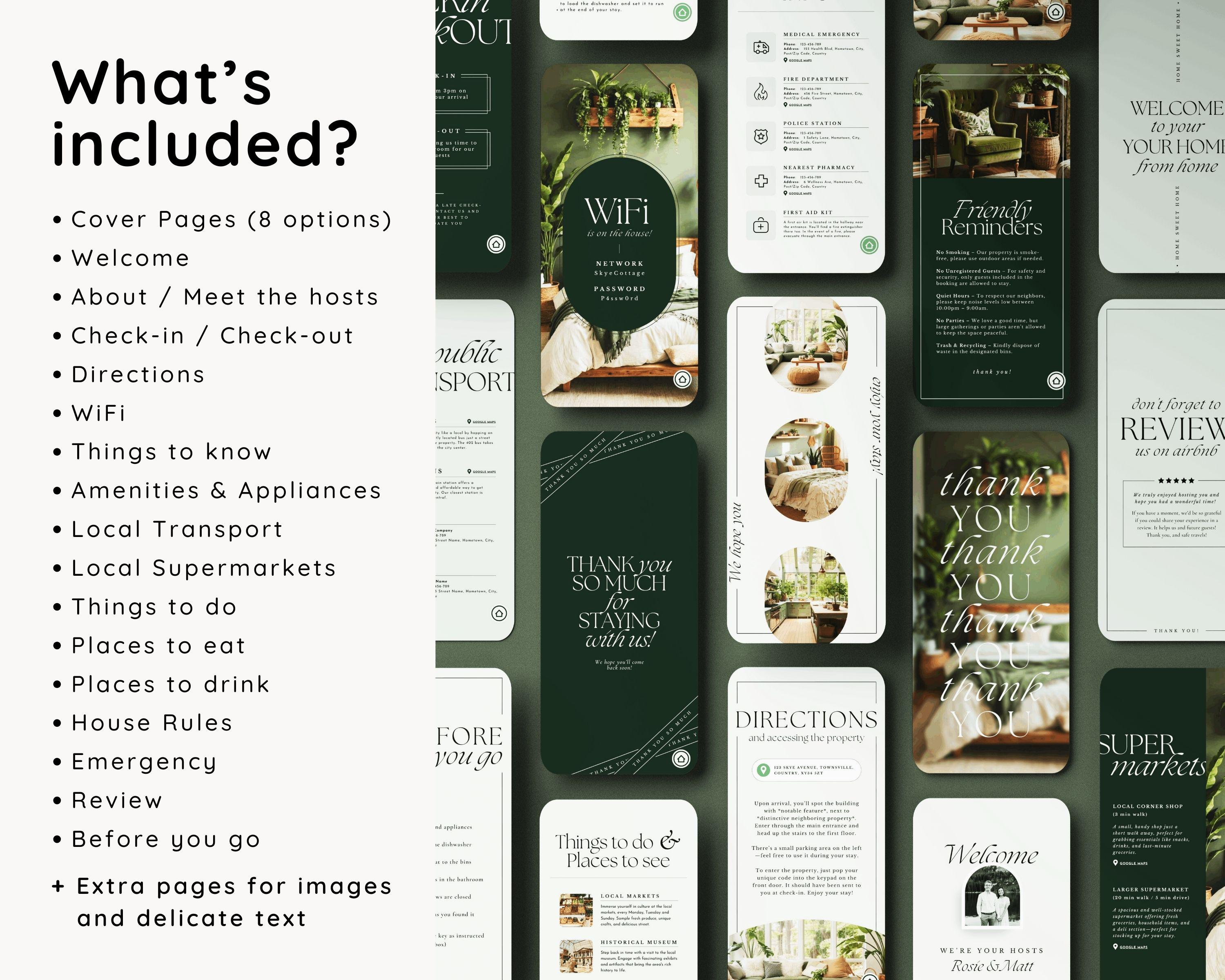 Cottage Digital Welcome Book Template CANVA Mobile Cabin Woodland ...