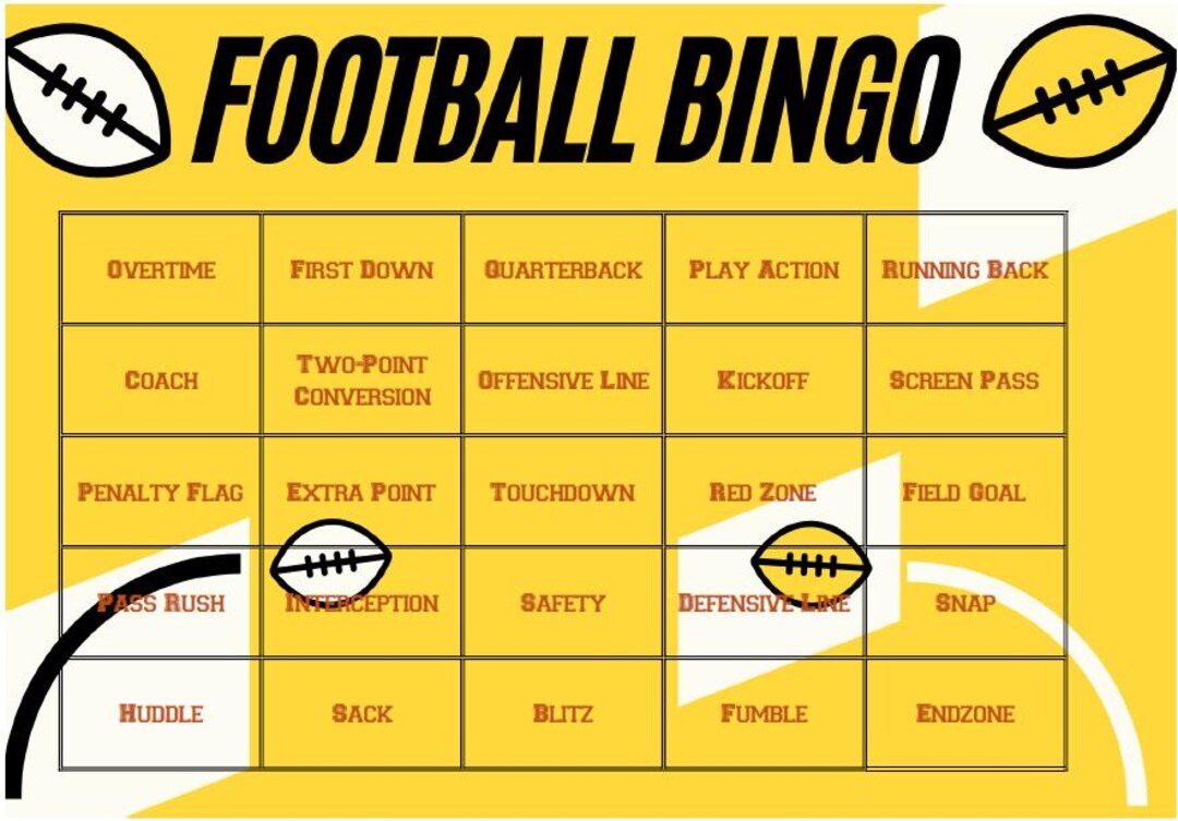 American Football Bingo Cards Printable Fun for Parties and Game Day ...