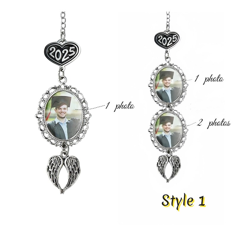 Custom 2025 Graduation Tassel Photo&text Charm With Angel Wing ...