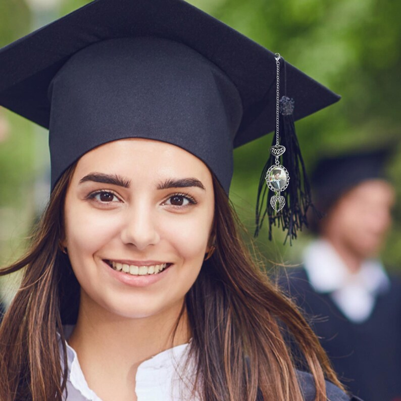Custom 2025 Graduation Tassel Photo&text Charm With Angel Wing ...