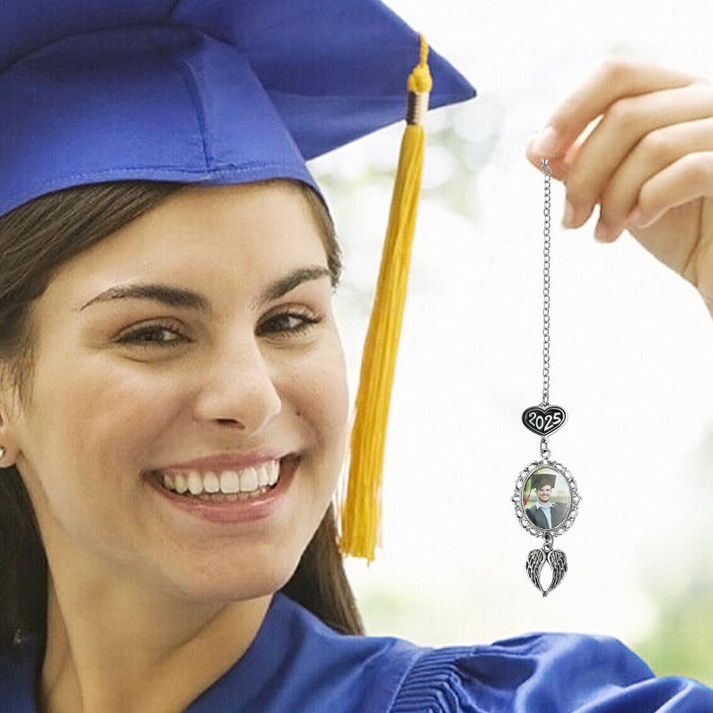 Custom 2025 Graduation Tassel Photo&text Charm With Angel Wing ...
