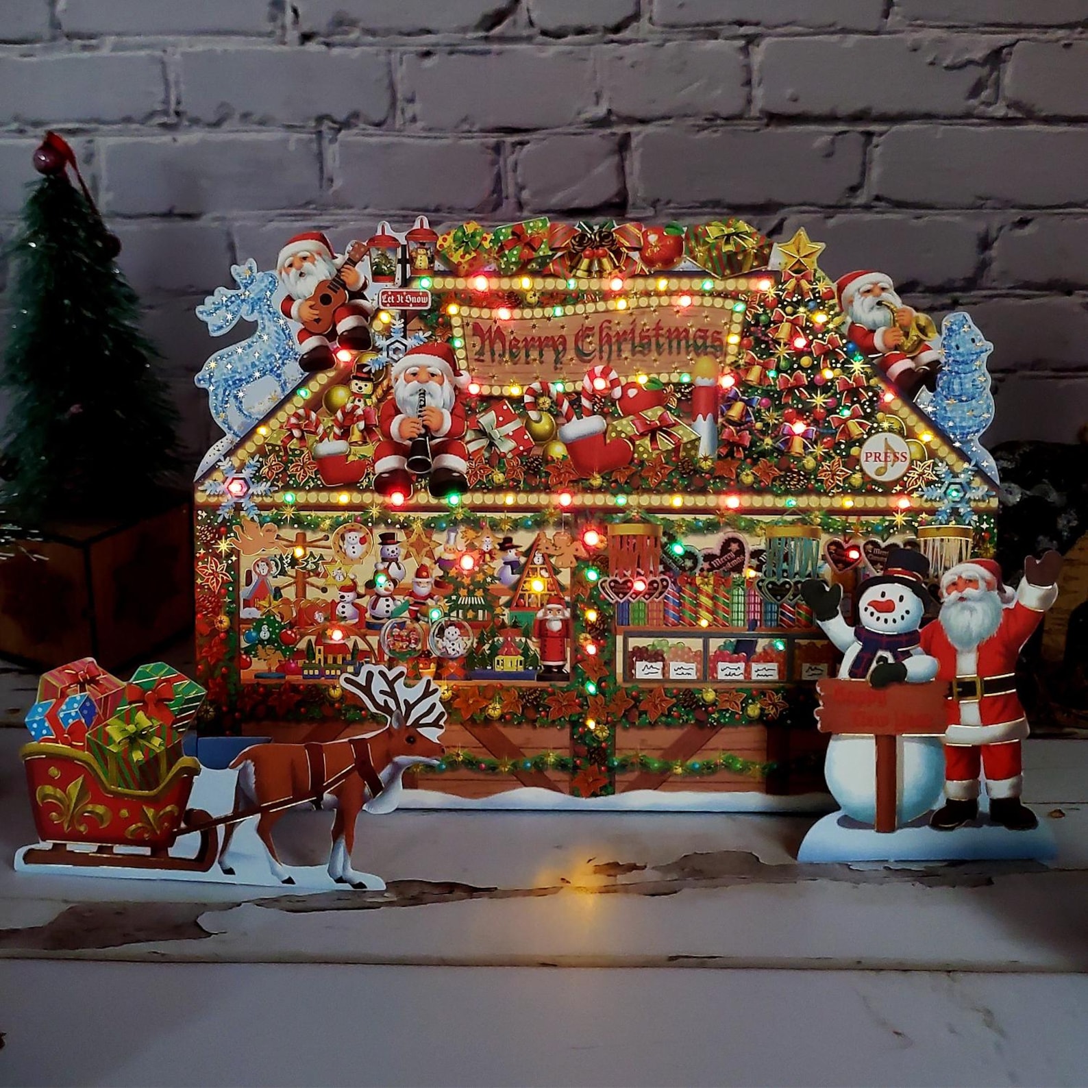 Musical Christmas Card Illuminated Christmas Gift Shop Card Plays 6 ...