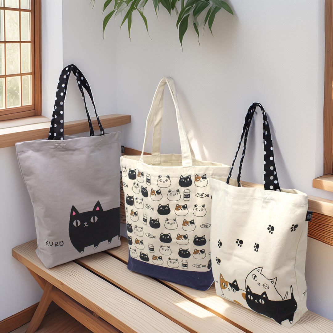 3 Cat Brothers Canvas Tote Bag: Japanese Nyan-ya Series - Etsy