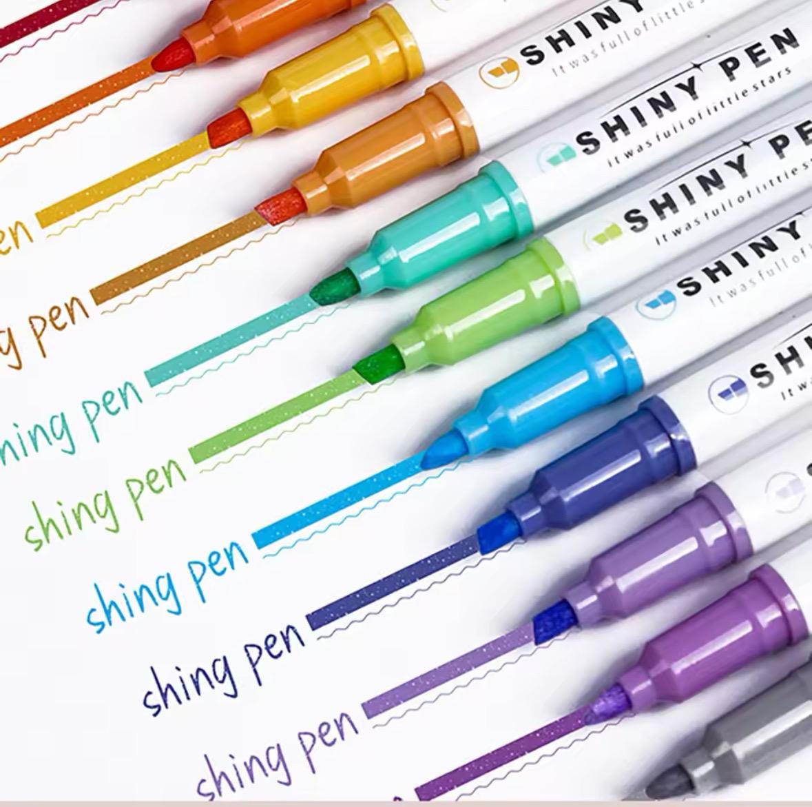 Colouring Markers 4 Pack Glitter Shiny Felt Tip Ones Highlighter Green ...