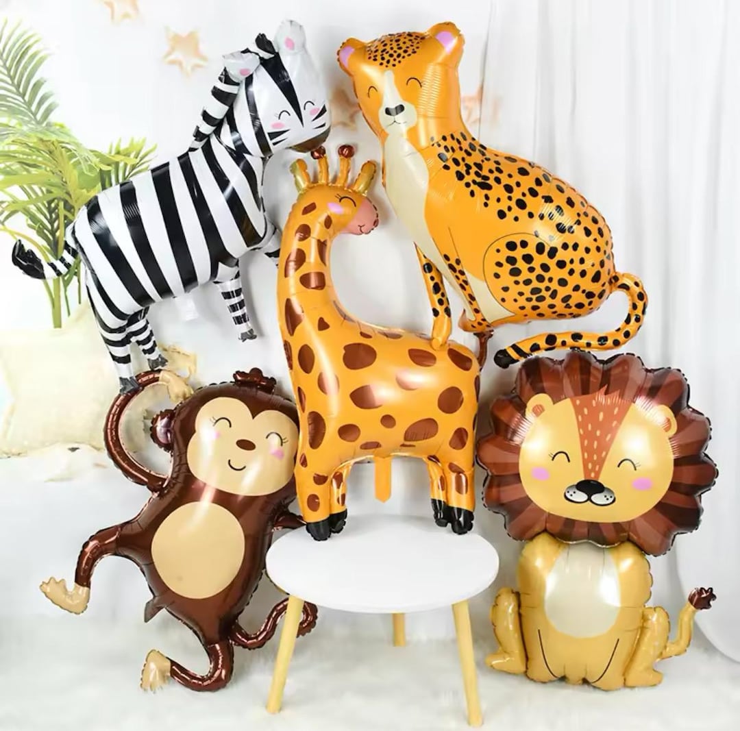 Jungle Animal Balloons 1 Piece Lion Monkey Elephant Leopard Giraffe ...