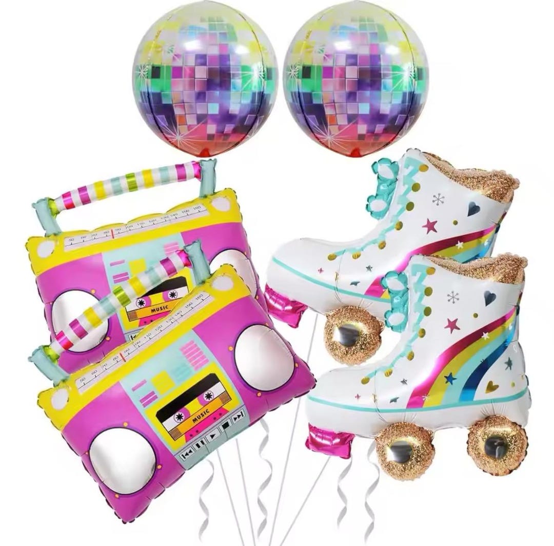 Retro 80s Party Balloons: Roller Skate & Disco Theme - 6 Piece Set - Etsy