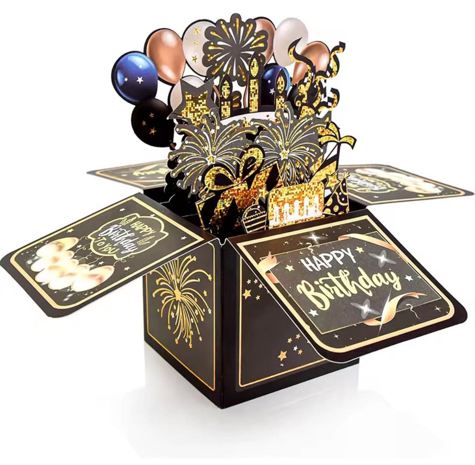 3D Pop up Birthday Card Surprise Box – Luxury Purple & Gold Explosion ...
