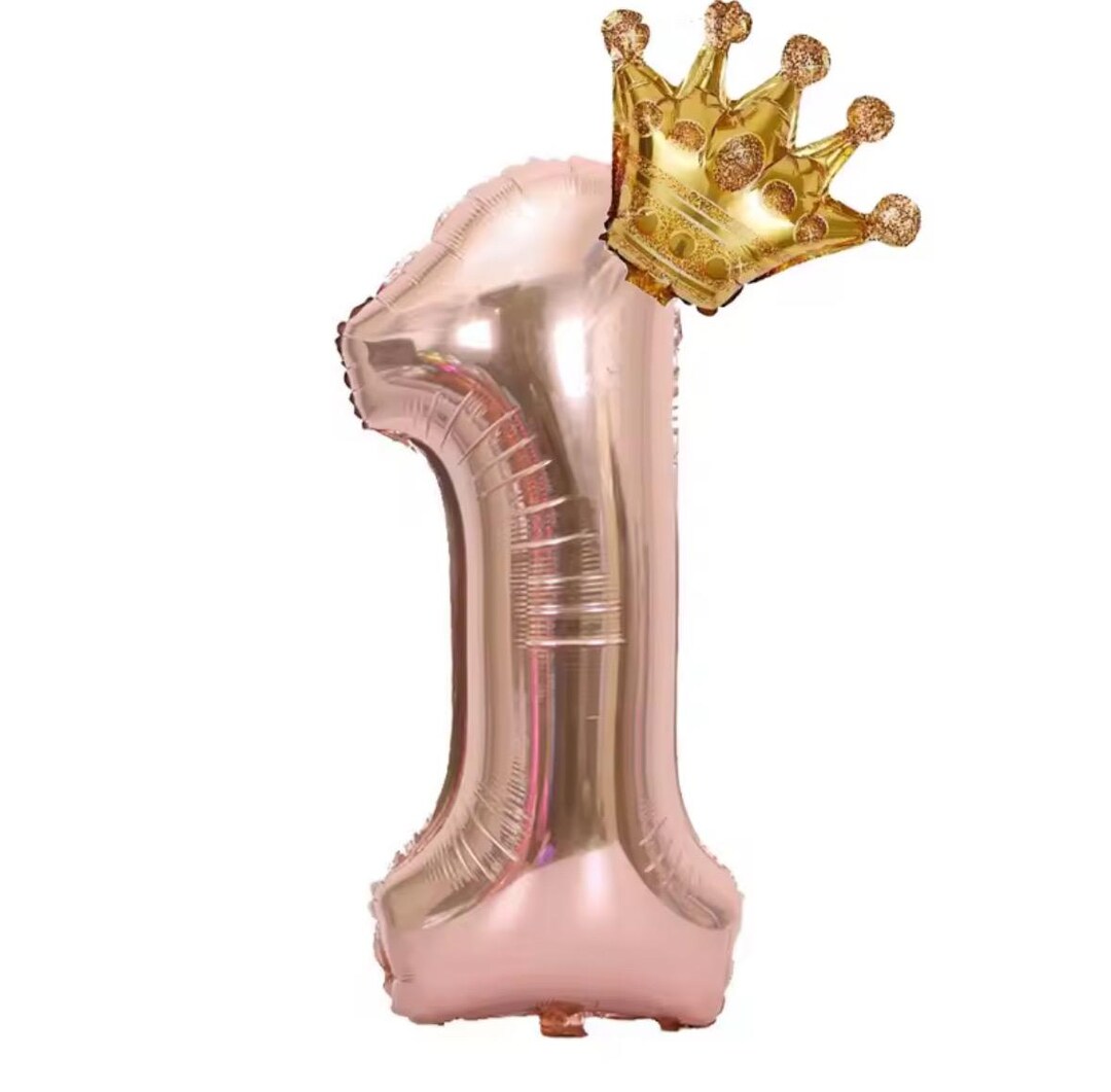 Rose Gold Crown Number Balloon: 32" Birthday Party Decoration - Etsy