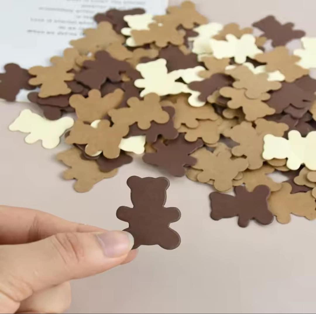 Teddy Bear Confetti: Neutral Brown Cardstock Party Decor (100pcs, 3cm ...