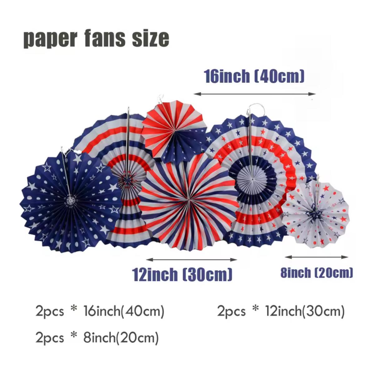 Mixed Size Paper Fan Decorations Set of 6 | Folding Party Fans | 16 ...