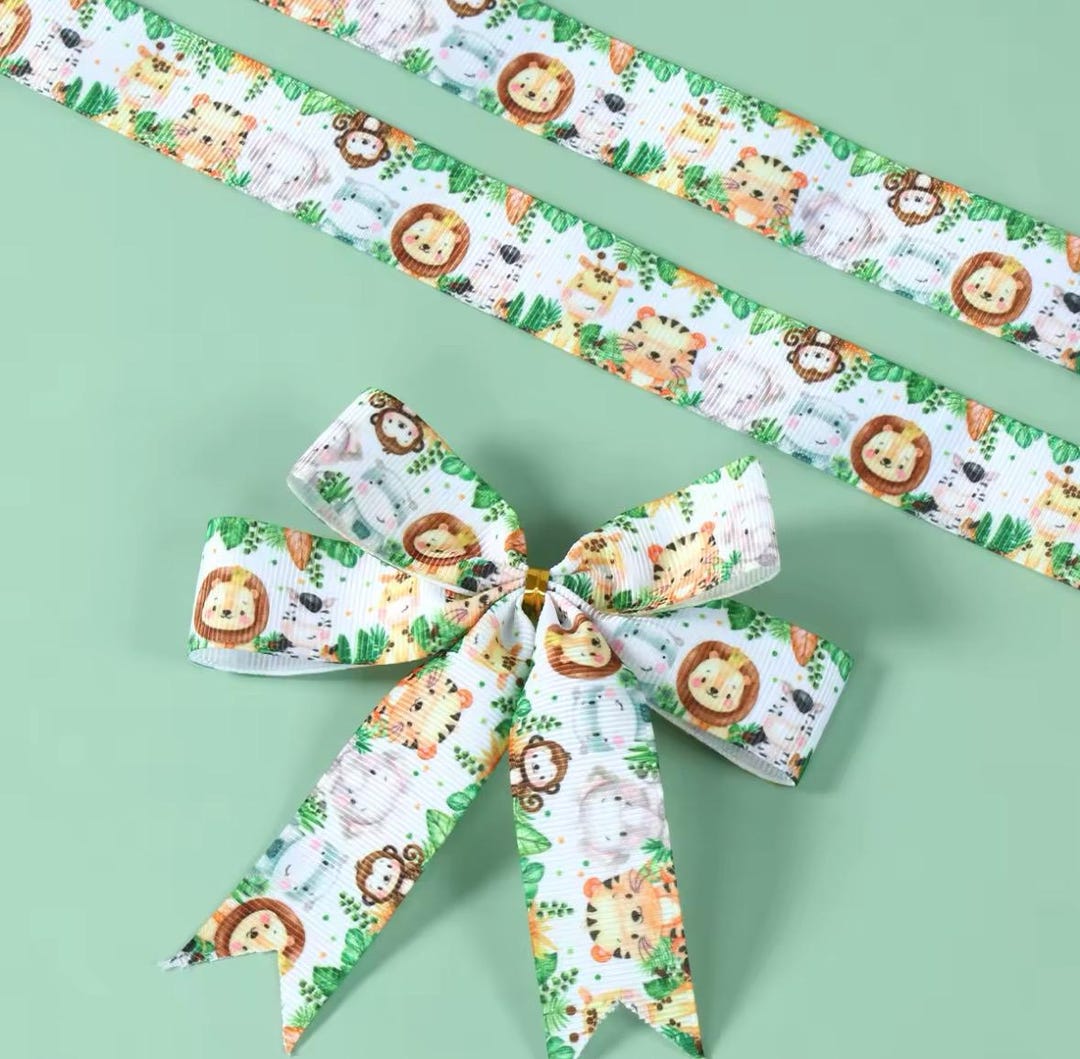 Safari Jungle Print Ribbon Wire Birthday Party Present Wrapping Craft 4 ...