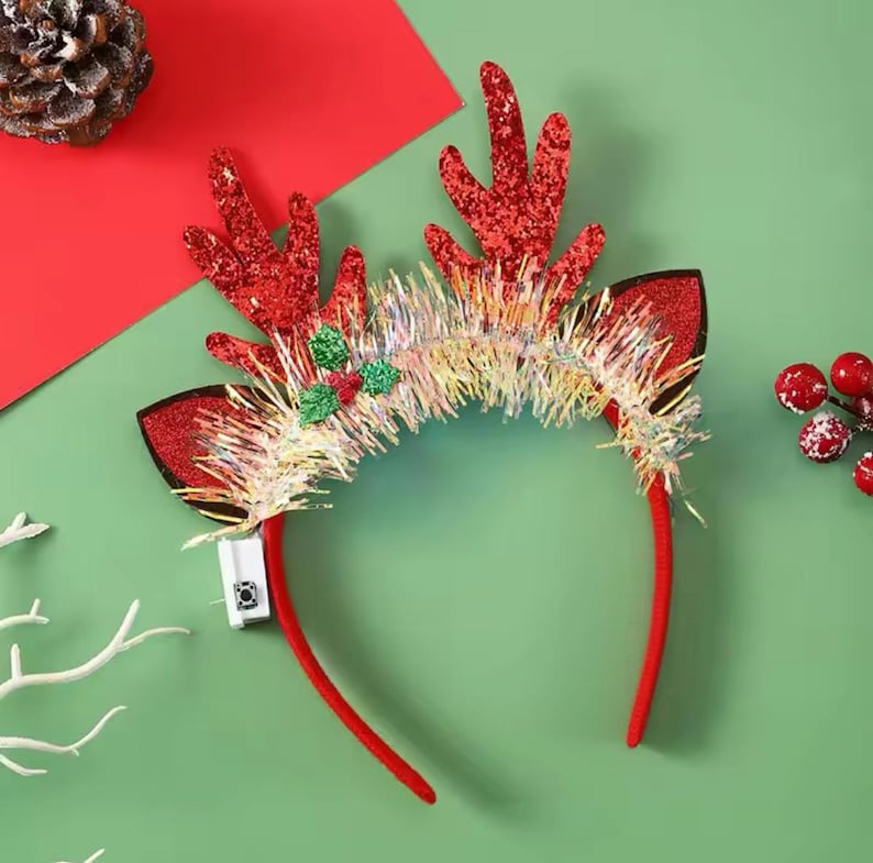 Christmas Party Headband Crown Reindeer LED Light up Candy Cane - Etsy