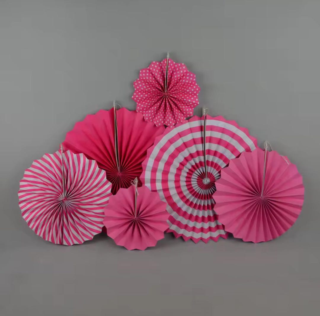Mixed Size Paper Fan Decorations Set of 6 | Folding Party Fans | 16 ...