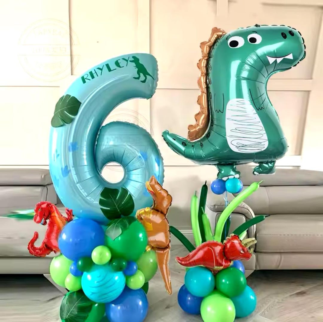 Dinosaur Balloon Tower With Number Balloon Boys Birthday Party - Etsy