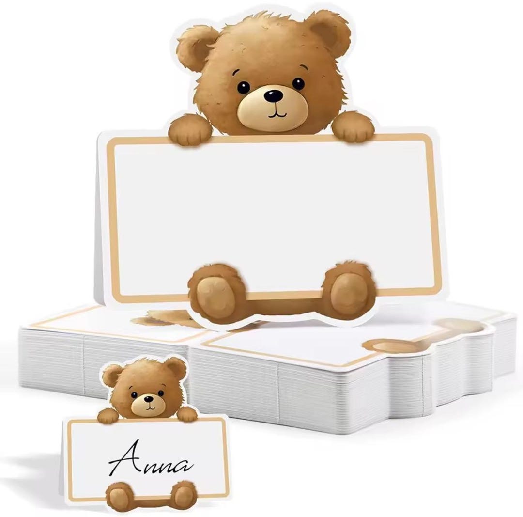 Teddy Bear Place Cards: Baby Shower, Birthday Party Table Decor (10 Pcs ...