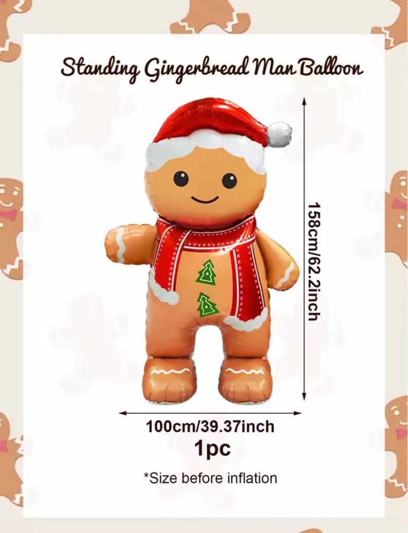 Standing Gingerbread Man Balloon – Giant Christmas Foil Balloon ...