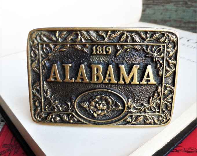 Vintage Solid Brass Belt Buckle Alabama Heritage Mint LTD Registered ...