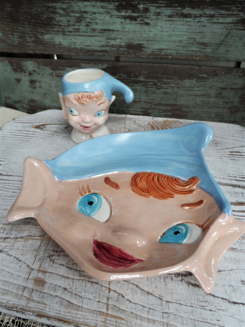Vintage Christmas Elf Elves Cup and Saucer Plate Pottery | Etsy