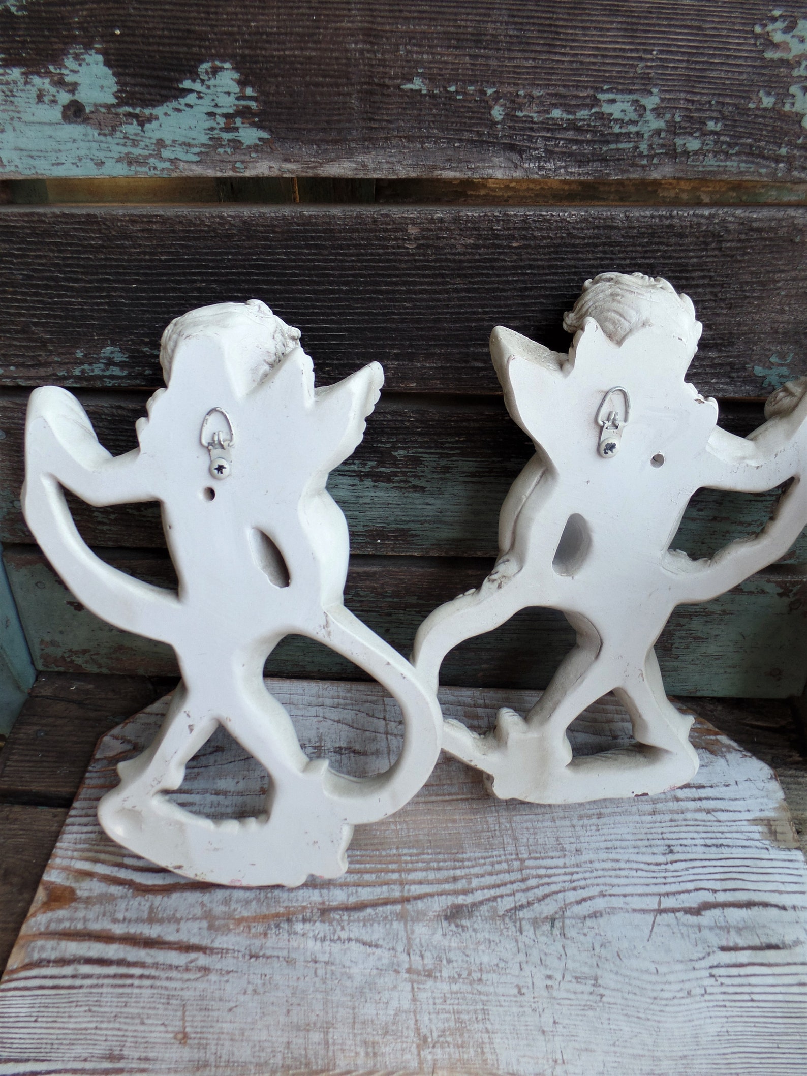 Vintage Angel Universal Statuary Distressed White Wall Plaques - Etsy