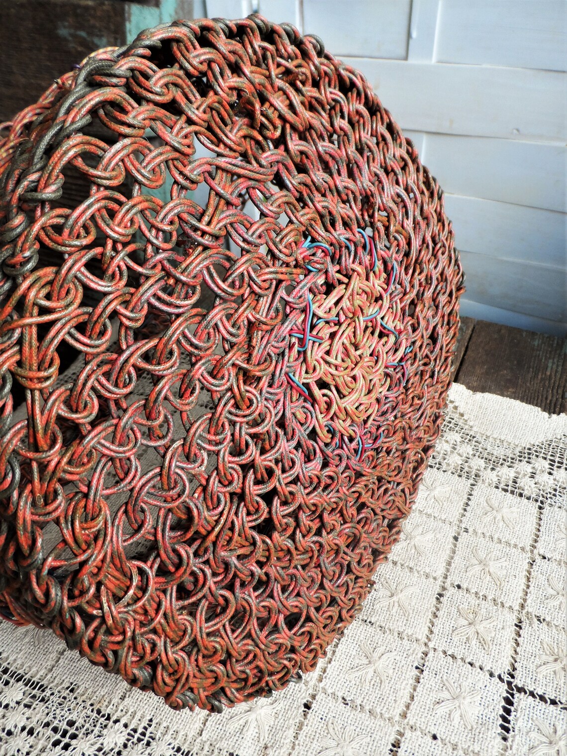 Vintage Wire Metal Basket Purse Handbag Sewing Basket Rosette | Etsy
