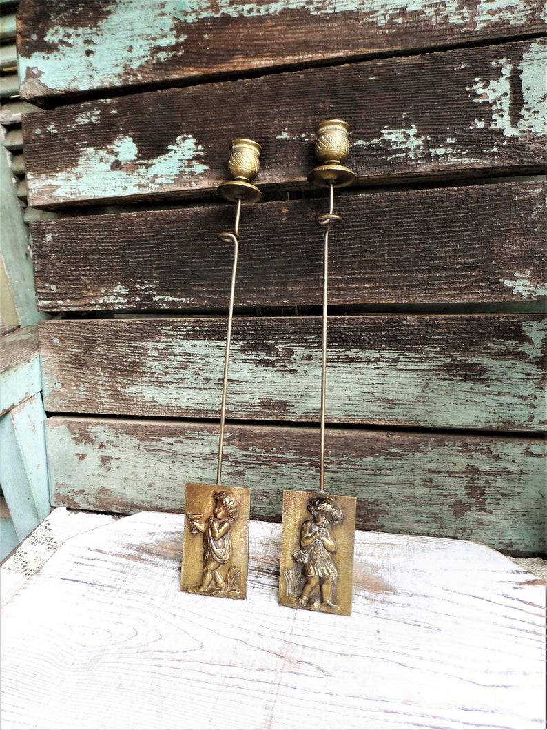 Vintage Victorian Brass Candleholders Candlestick Holder Hand Held Rare ...