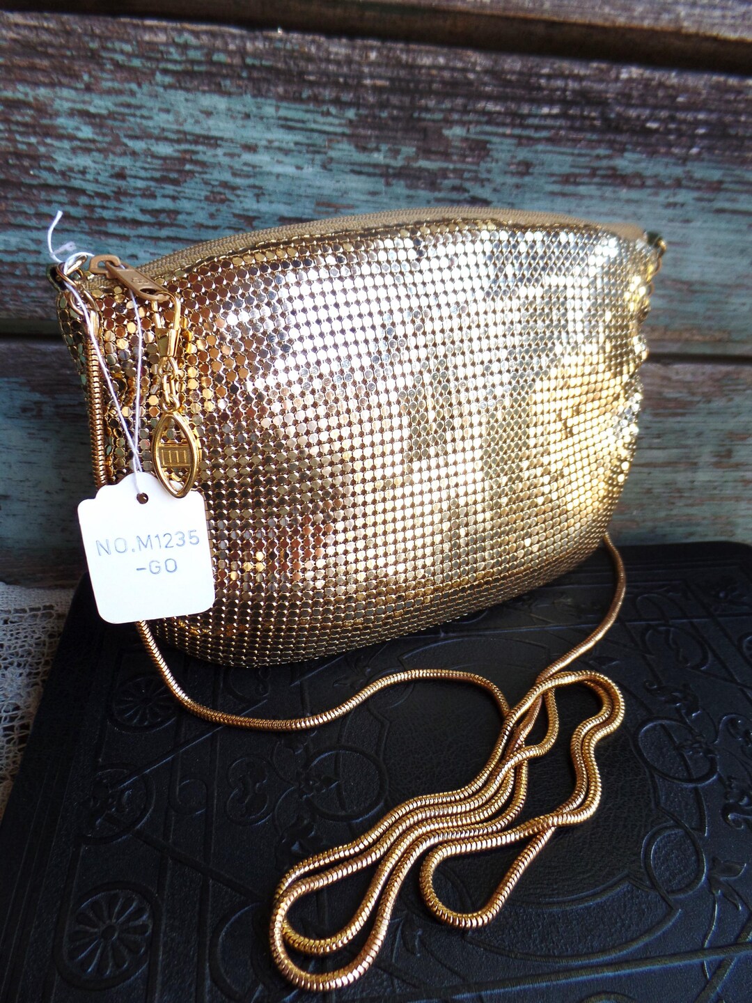 Vintage Metal Mesh Purse With Long Snake Chain Strap, Mod Modernism ...