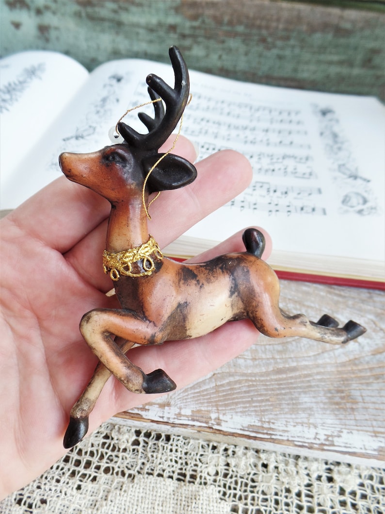 Vintage Christmas Deer Reindeer Antlers Celluloid Christmas Decoration ...