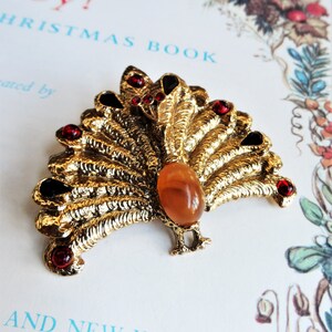 Vintage Peacock Brooch Jelly Belly Pin Rhinestones Stone Costume ...