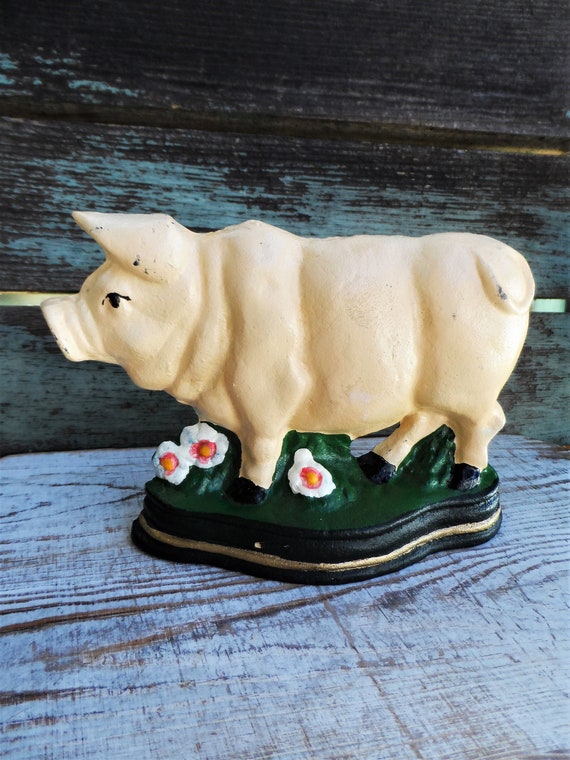 Vintage Cast Iron Pig Doorstop Door Stop Holder Decorative - Etsy