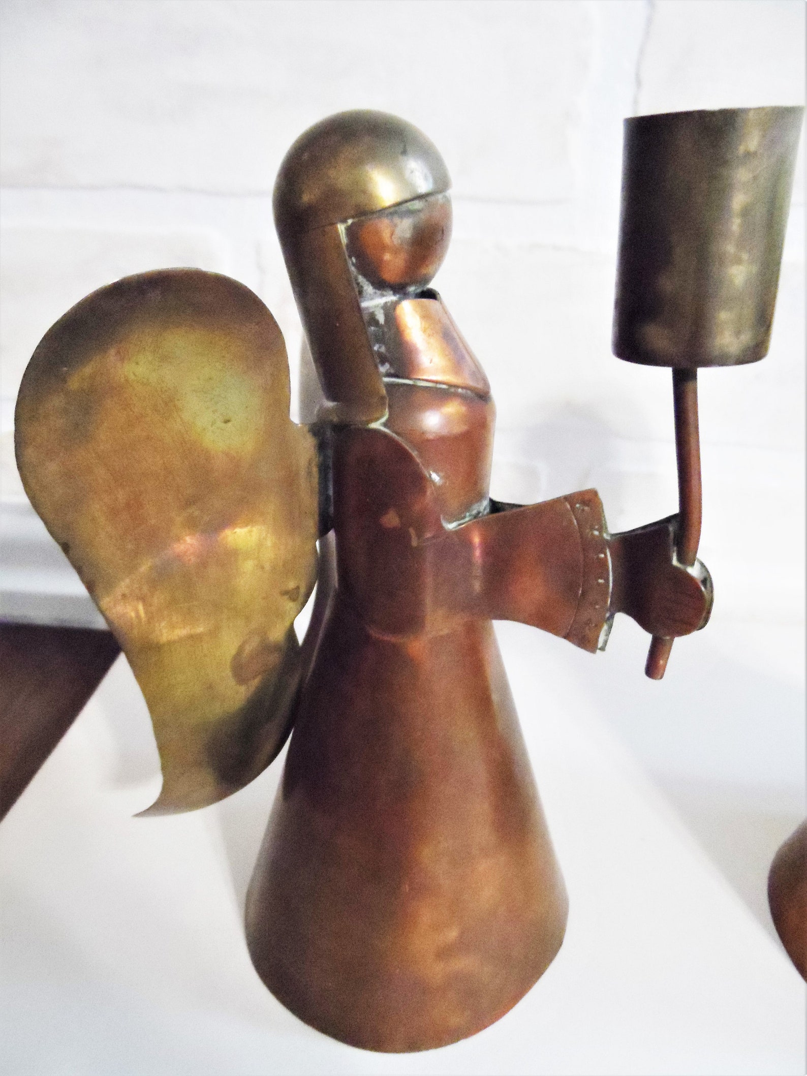 Vintage Brass and Copper Angel Candle Holders Set Candleholder ...