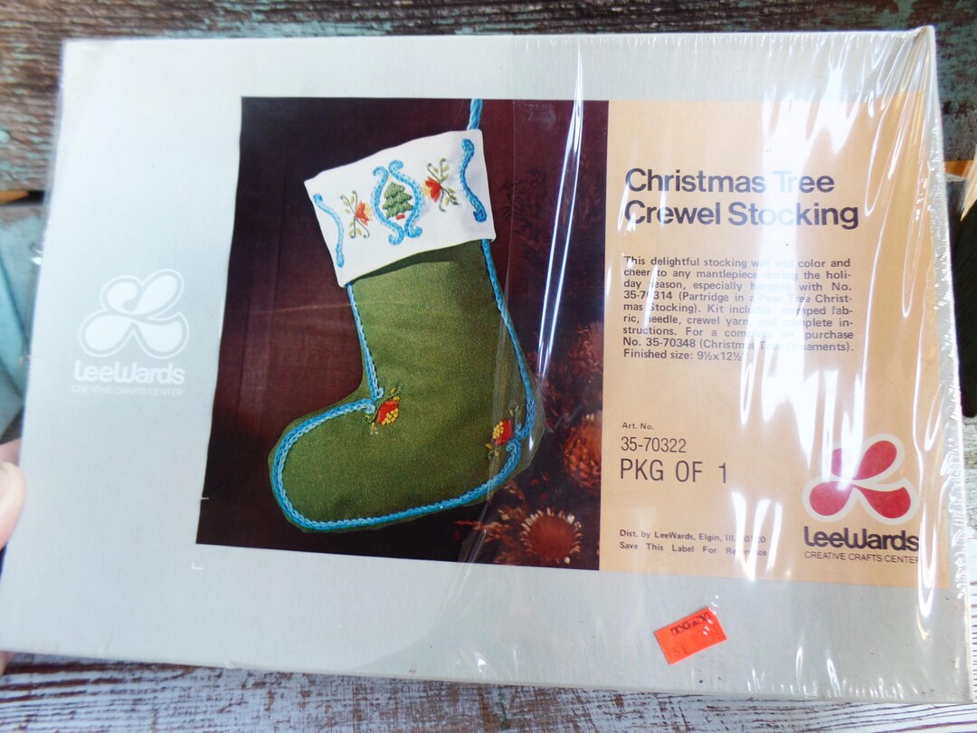 Vintage Leewards Crewel Work Christmas Stocking Kit, Crewel Work ...