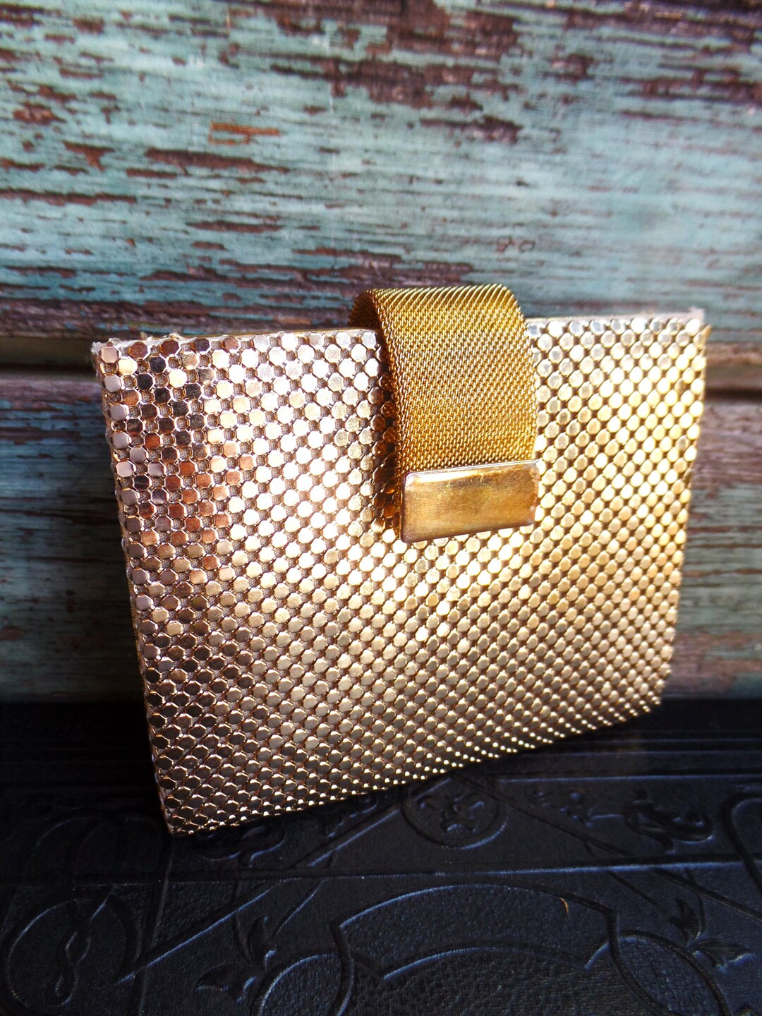 Vintage Whiting and Davis Gold Mesh Wallet, Metal Mesh Wallet, Mid ...
