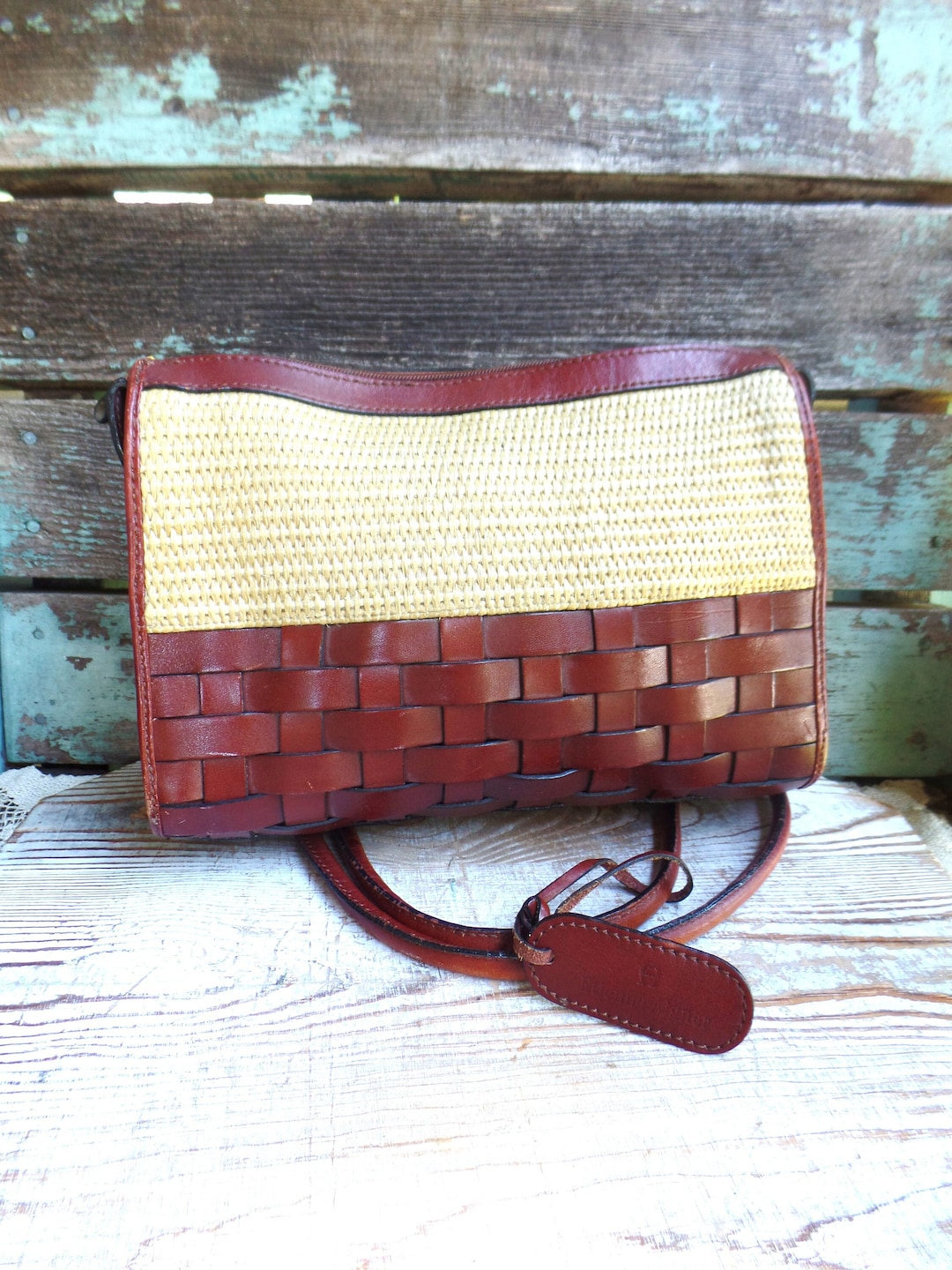 Vintage Aigner Basketweave Purse, Basket Weave Handbag, Cross Body Long ...