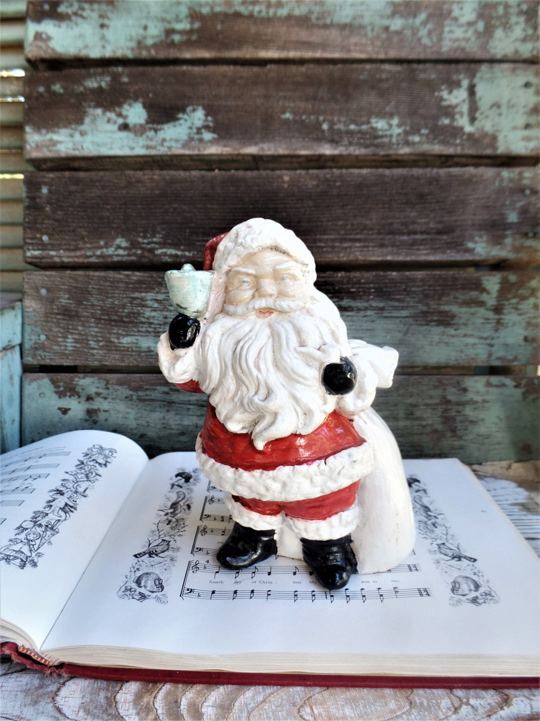 Vintage Chalkware Santa Claus Plaster Christmas Decoration Doorstop ...