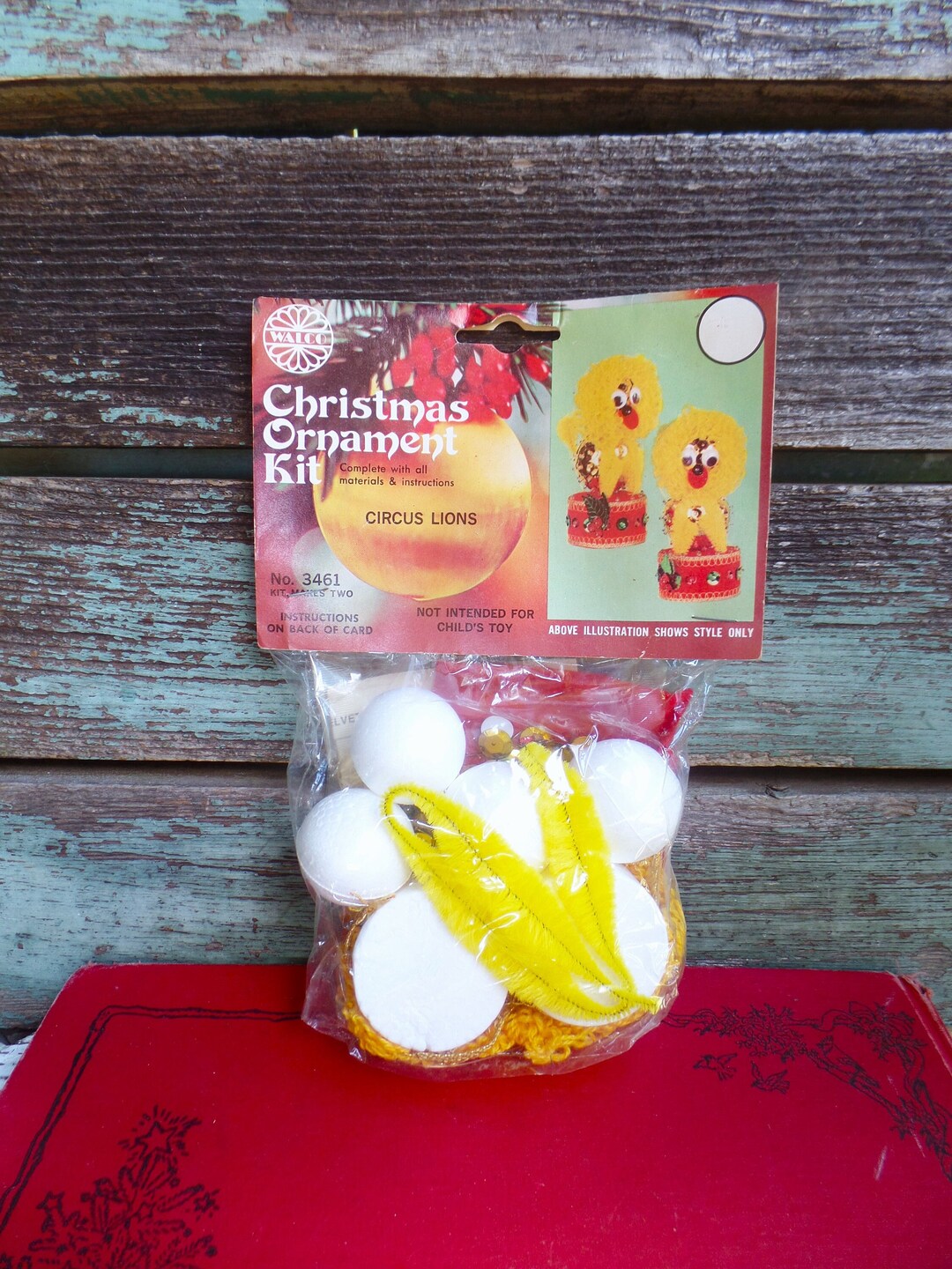 Vintage Christmas Ornament Kit Circus Lions Set Craft Beaded Sequined ...