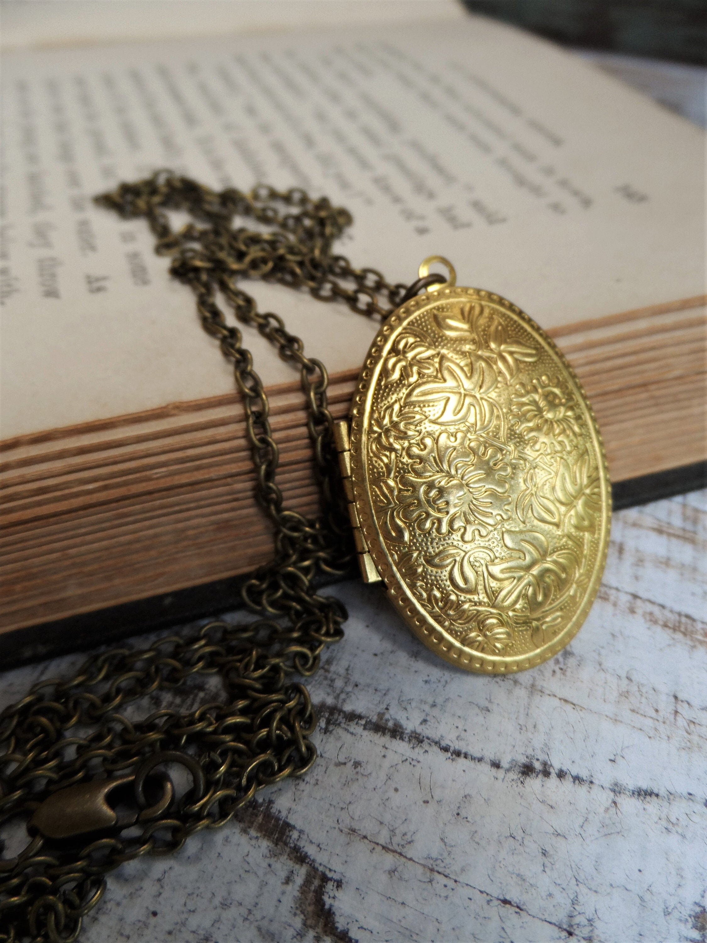 Jewelry Making & Beading 4X Vintage Brass Oval Locket With Faceted Edge ...