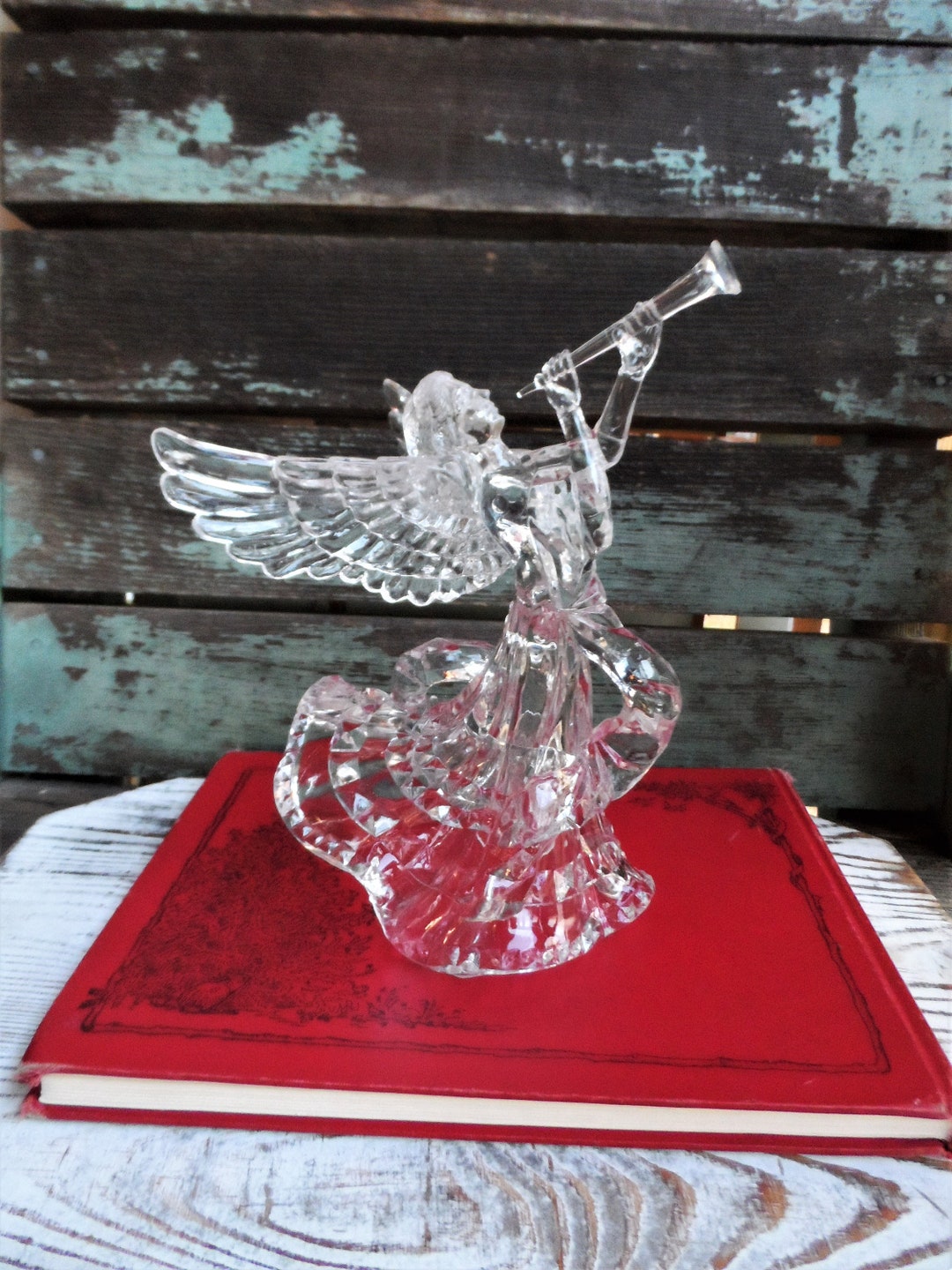 Vintage Christmas Angel Tree Topper Angel Wings Acrylic Faux Crystal ...