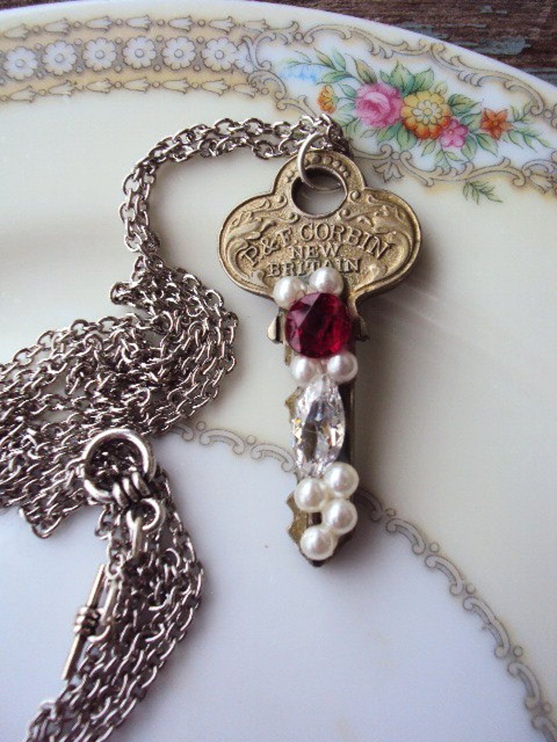 Vintage Skeleton Key Necklace Long Chain Reclaimed Handmade | Etsy