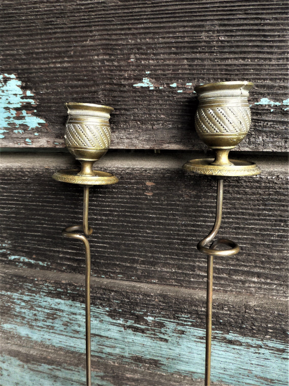 Vintage Victorian Brass Candleholders Candlestick Holder Hand Held Rare ...