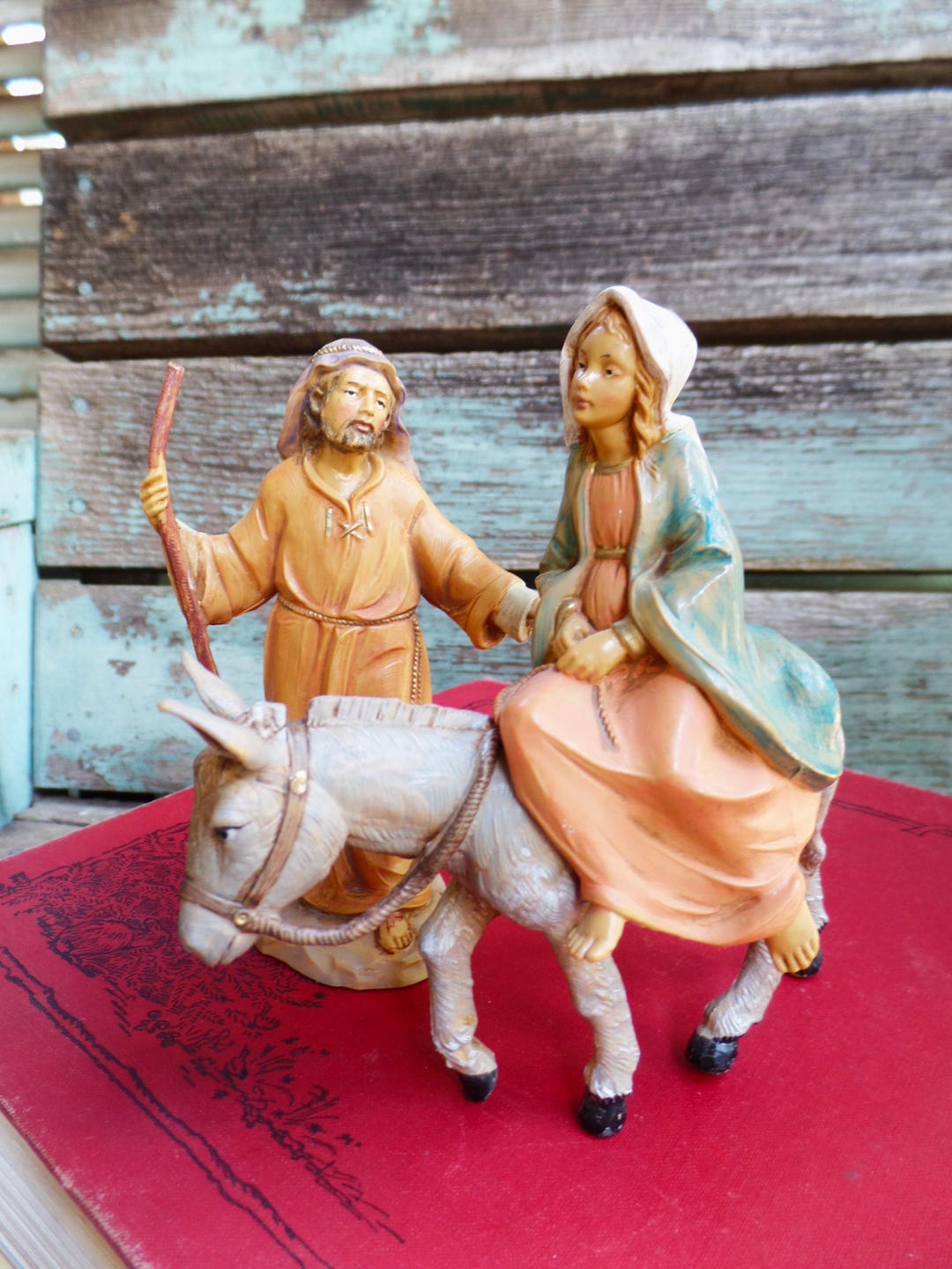 Vintage Fontanini Mary on Donkey and Joseph Nativity Figurine, Italian ...