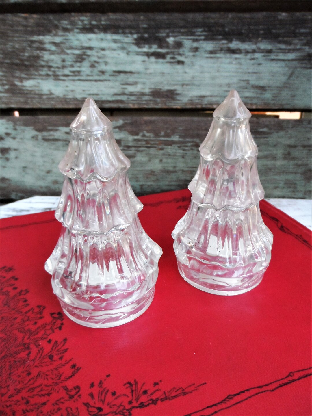 Vintage Lucite Christmas Tree Salt and Pepper Shakers Set Mid Century ...