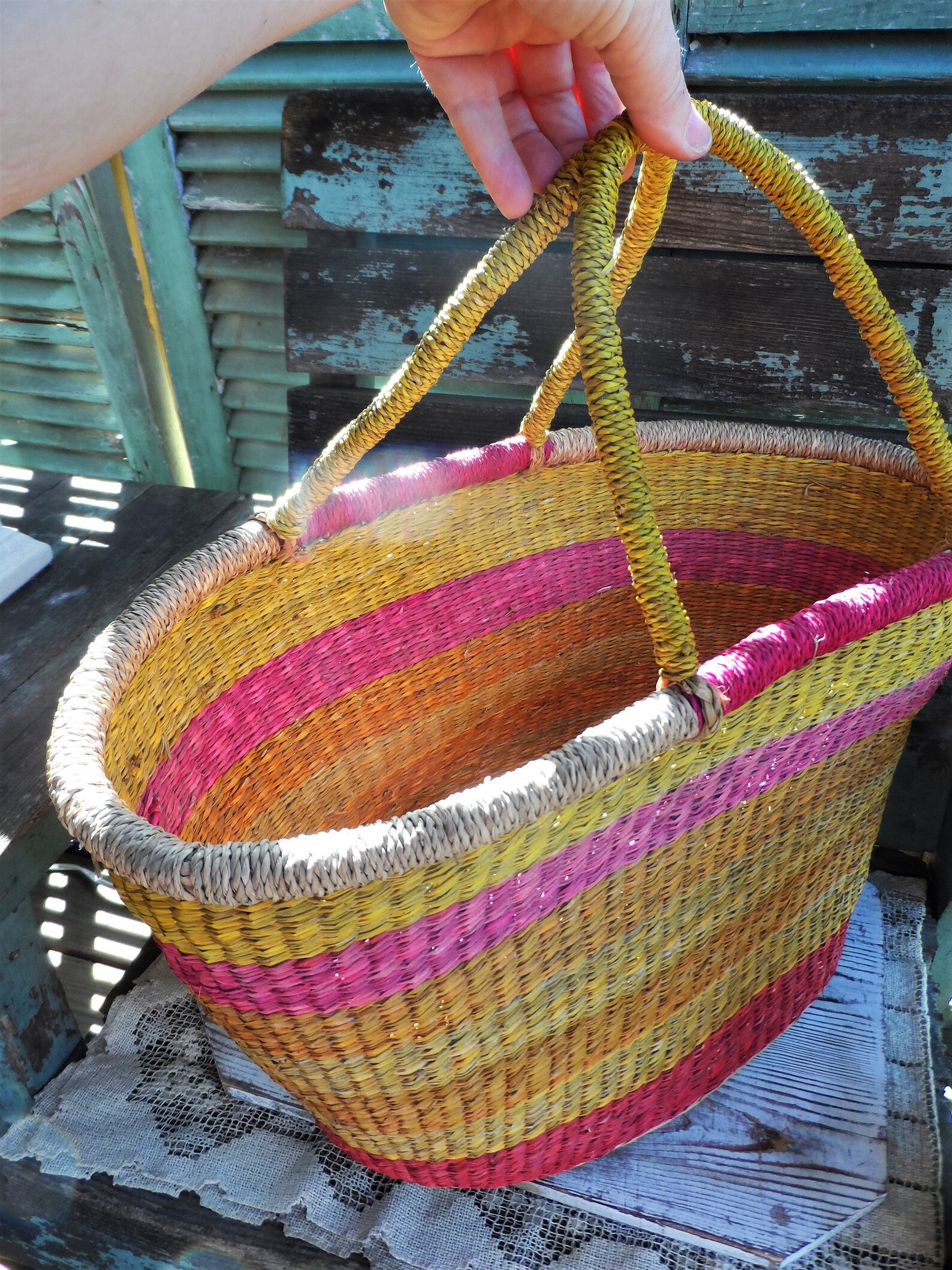 Vintage Woven Jute Basket Large Oversized Bag Purse Sisal Boho - Etsy