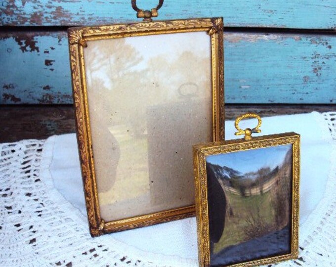 Vintage Metal Picture Frames 1940s Decorative Ornate Convex Bubble ...