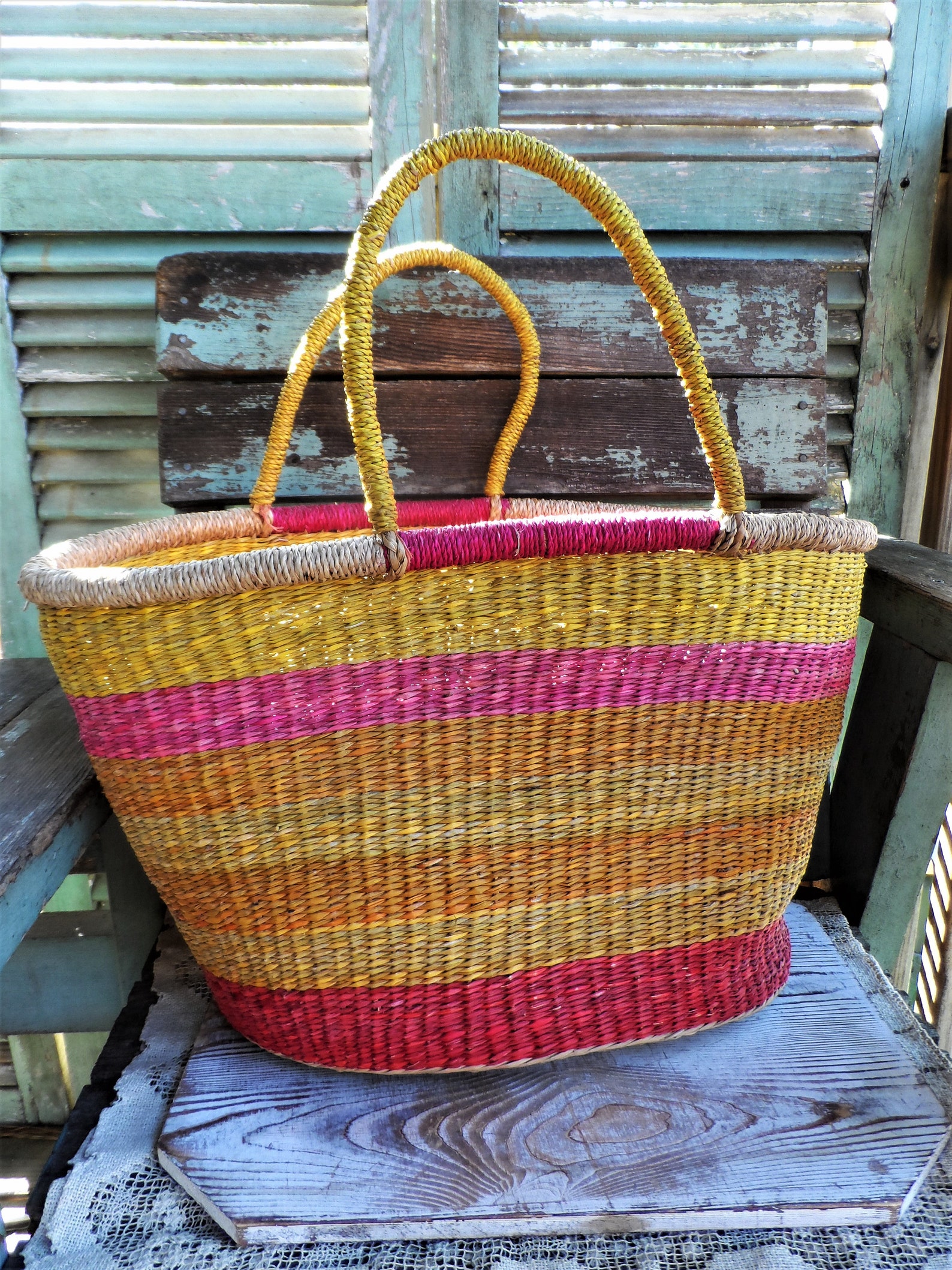 Vintage Woven Jute Basket Large Oversized Bag Purse Sisal Boho - Etsy