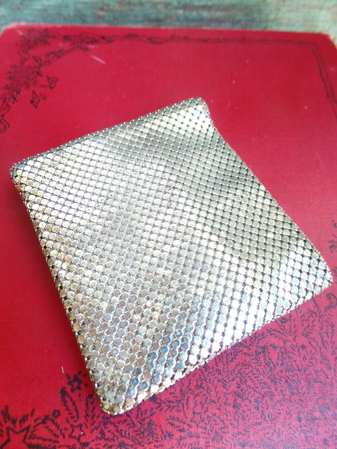 Vintage Whiting and Davis Silver Mesh Wallet, Metal Mesh Wallet, Kiss ...