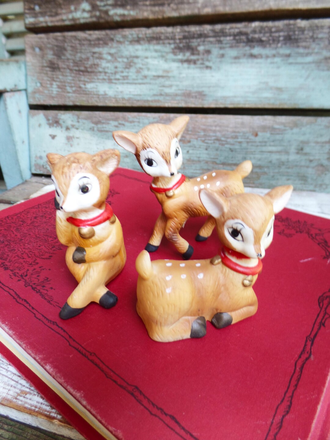 Vintage Homco Christmas Reindeer Deer Figurines, Set of Deer, Spotted ...