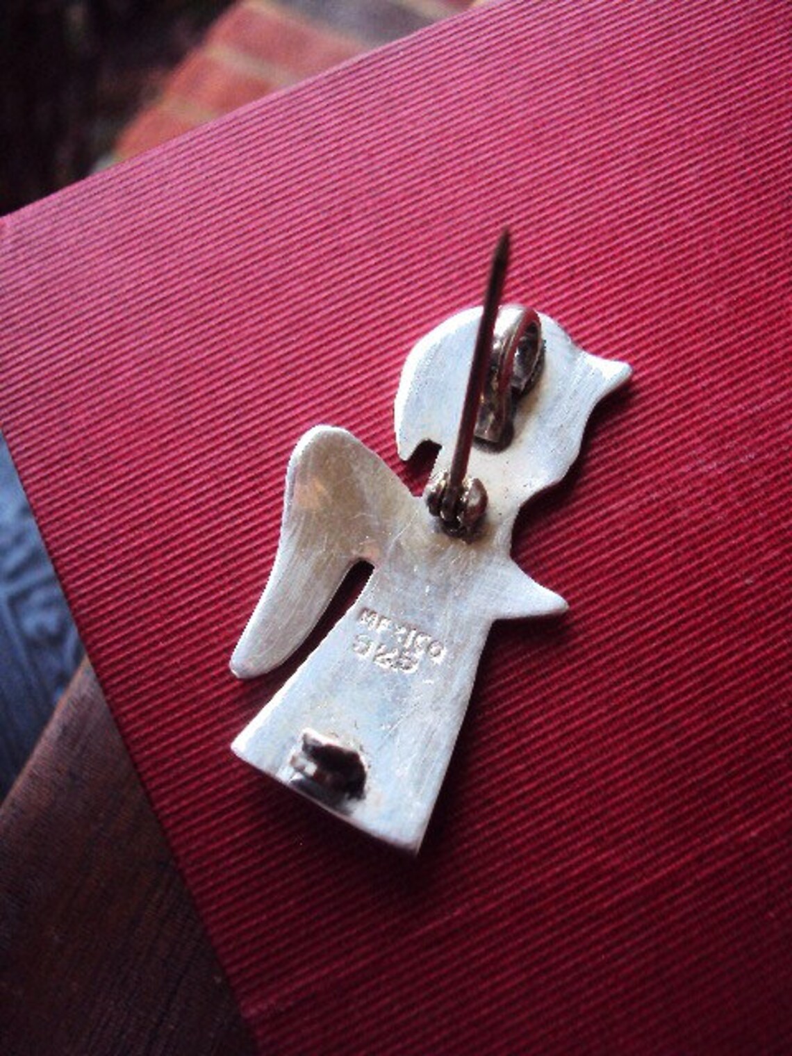 Vintage Sterling Silver Angel Brooch Pendant Marked Mexico Modernist ...