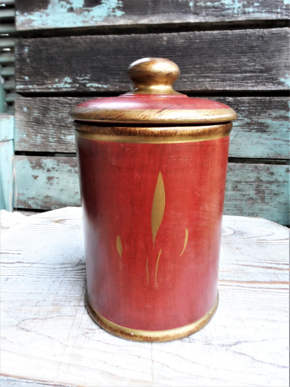 Vintage Italian Jar With Knob Lid Flower Bouquet Picture - Etsy
