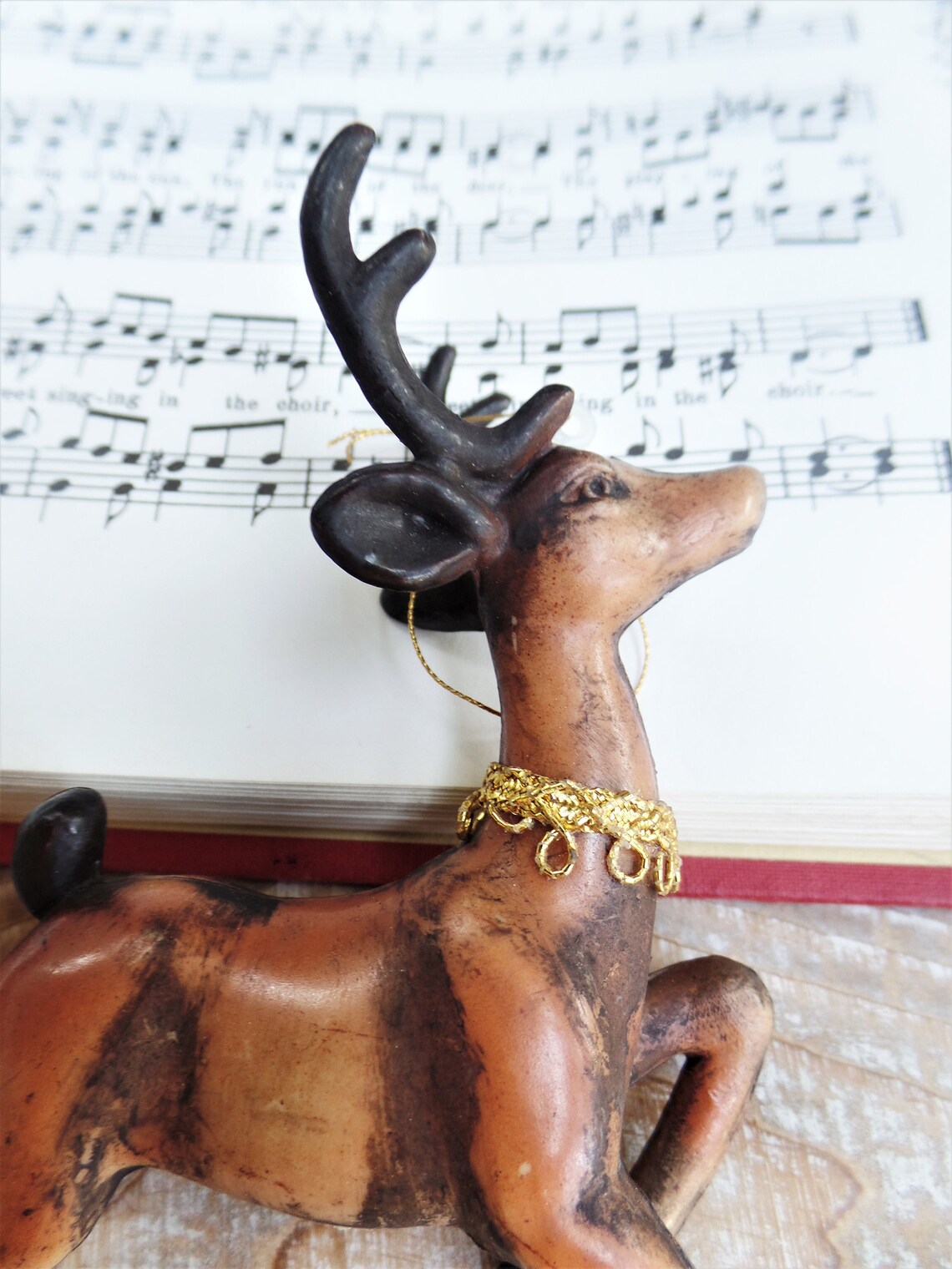 Vintage Christmas Deer Reindeer Antlers Celluloid Christmas Decoration ...