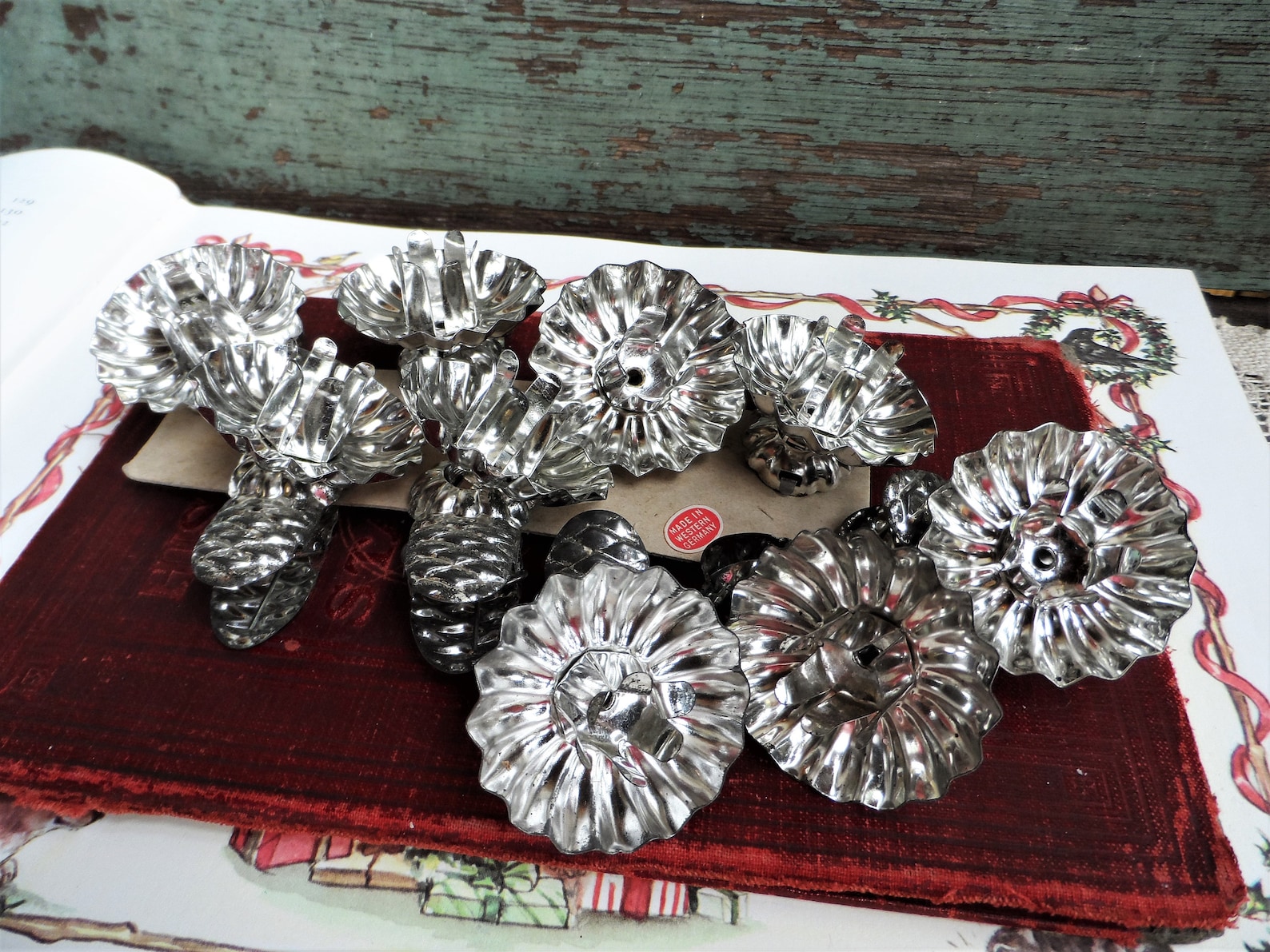 Vintage Christmas Candle Holders Tree Clips Tin Metal Pine | Etsy